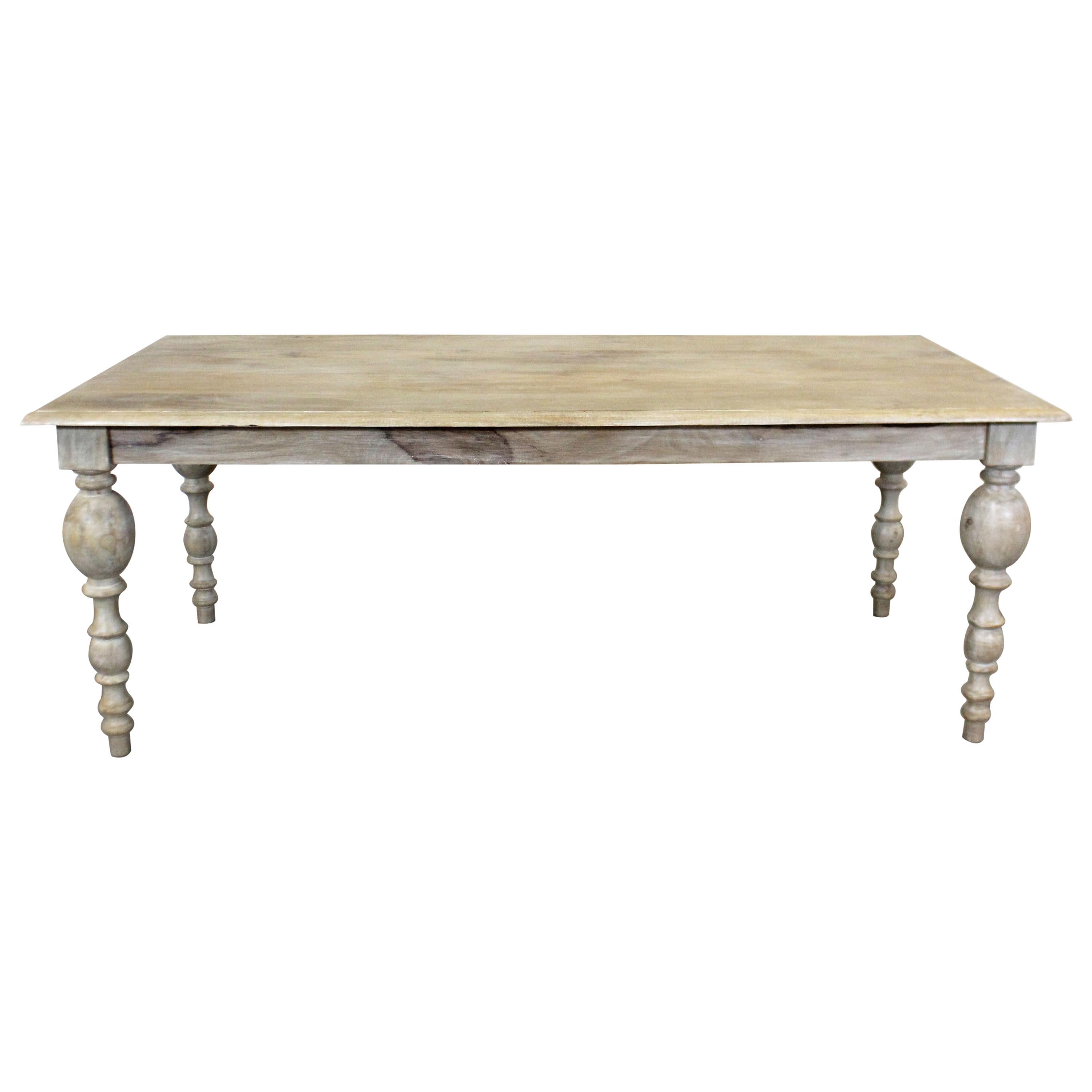 French Country Primitive Rustic Natural Gray Farm Dining Table at 1stDibs