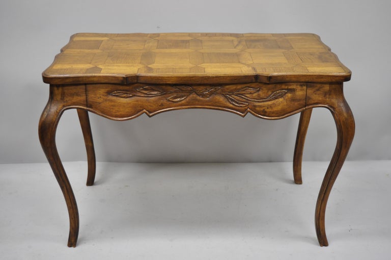 French Country Provincial 1 Drawer Writing Desk Parquetry Inlaid Walnut ...