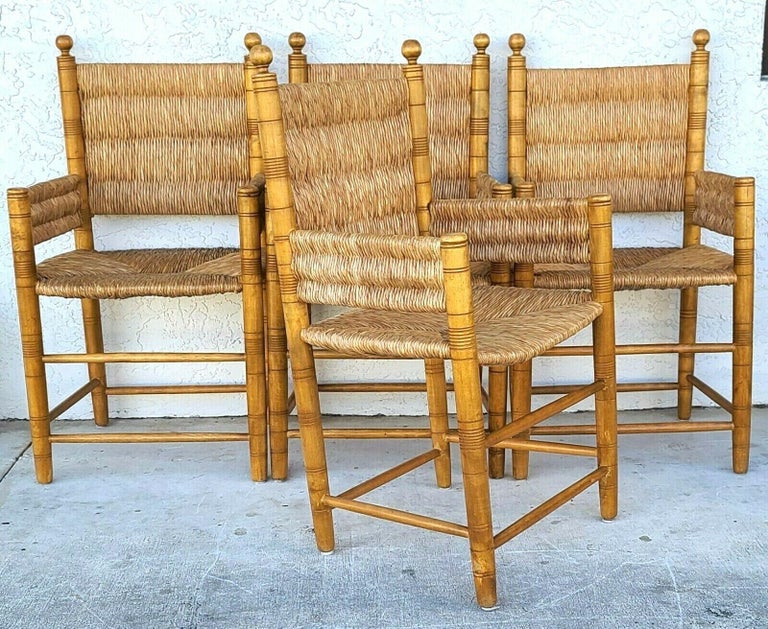 French Country Rush Dining Chairs with Custom Seat Cushions, Set of 4 ...