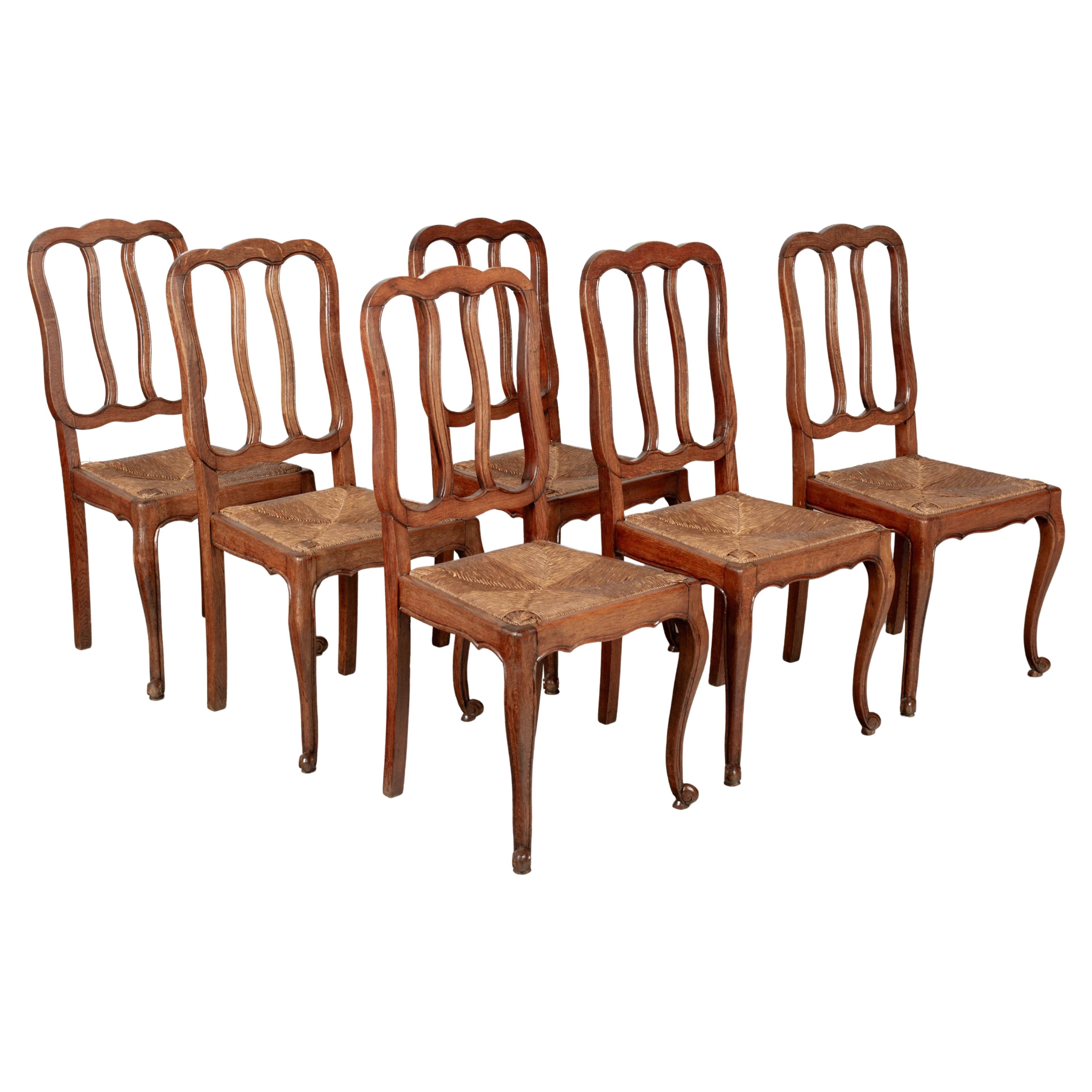 French Country Rush Seat Dining Chairs Set of 6 For Sale at 1stDibs