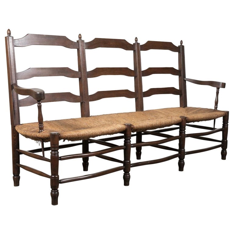 French Country Rush Seat Settee or Radassier at 1stDibs