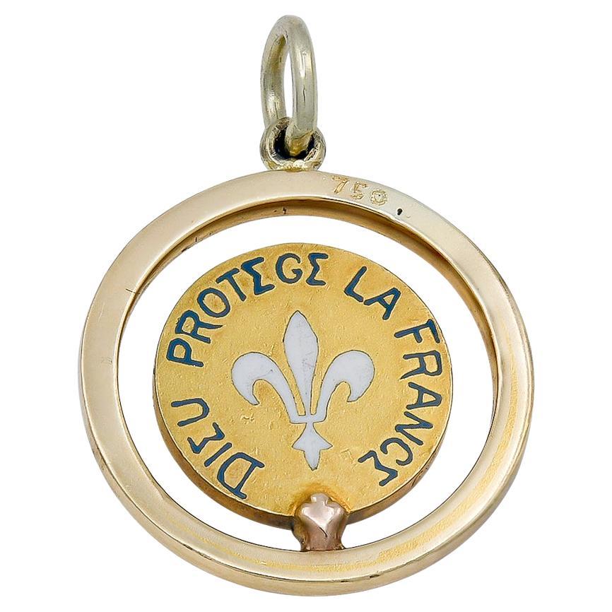 French Courage Bravery and God Enamel Gold Charm For Sale at 1stDibs ...