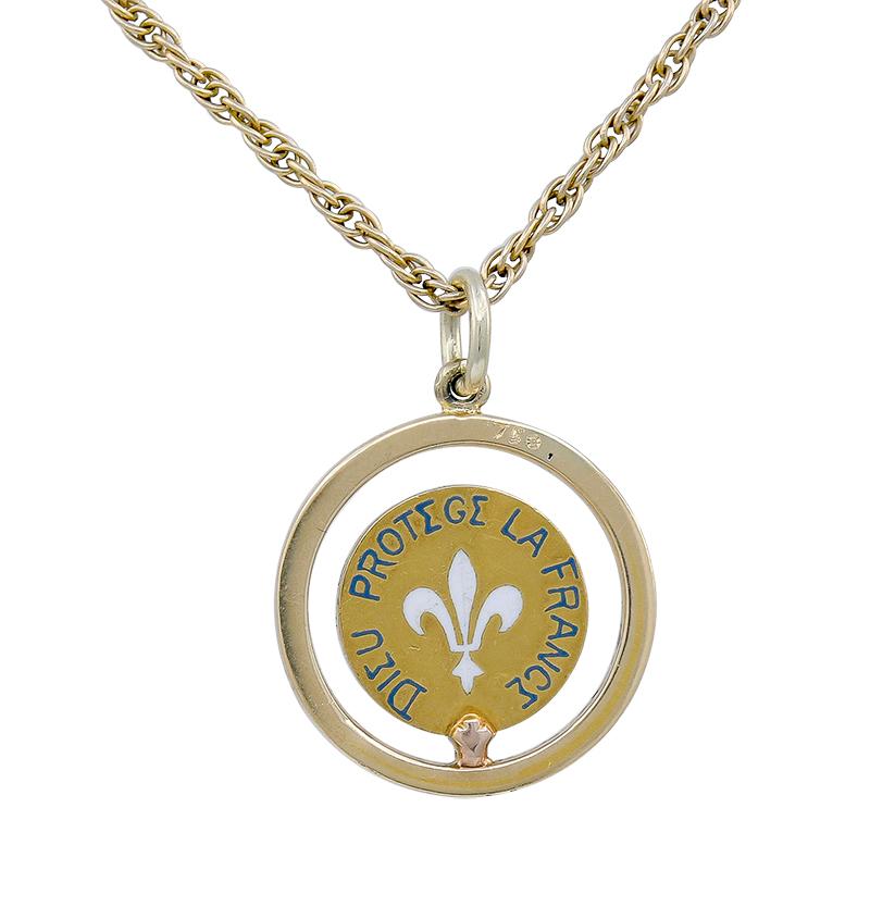 French Courage Bravery and God Enamel Gold Charm For Sale at 1stDibs ...