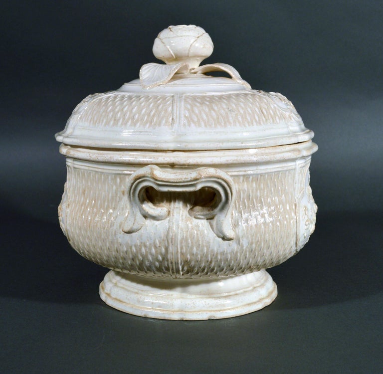 French Creamware or Faience Fine Soup Tureen, Pont-Aux-Choux For Sale ...