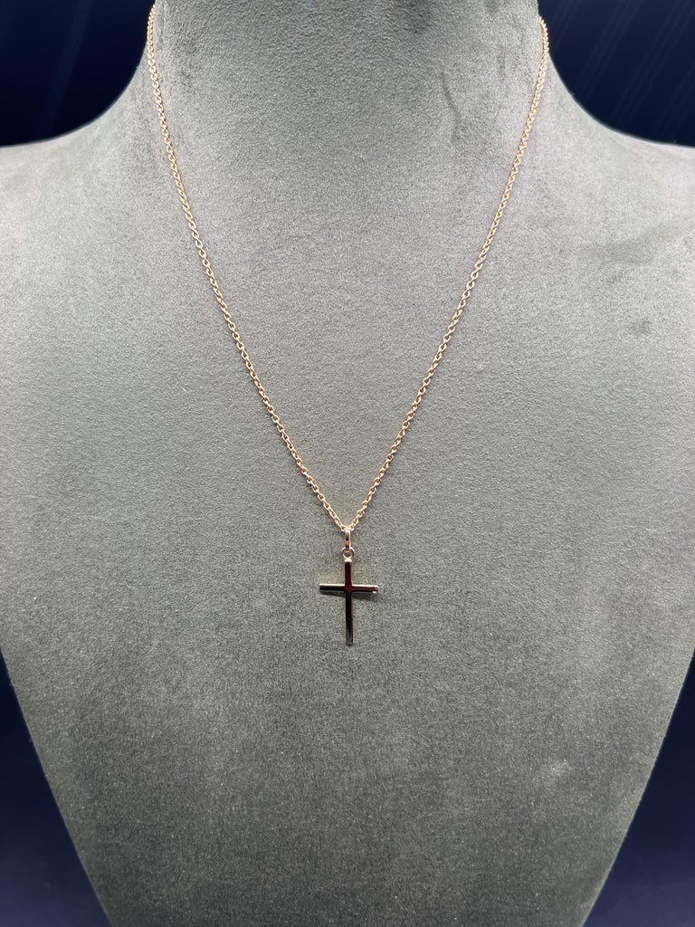 French Cross Pendant Gold Yellow Thin For Sale at 1stDibs