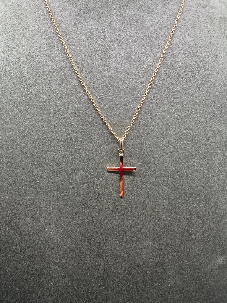 French Cross Pendant Gold Yellow Thin For Sale at 1stDibs