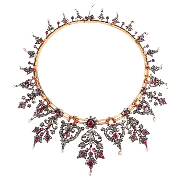 French Crown Jewels Burma Ruby Necklace at 1stDibs