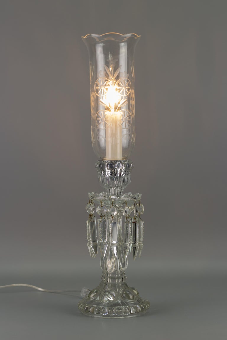 French Crystal and Cut Glass Hurricane Table Lamp at 1stDibs | vintage ...