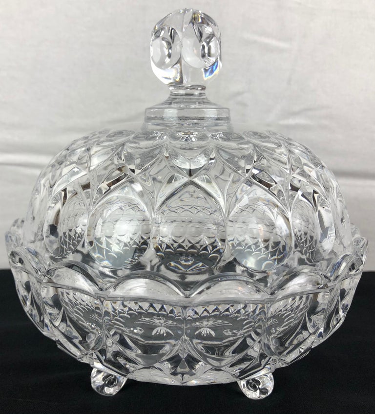 French Crystal Candy Dish, Trinket or Jewelry Box from Reims, Champagne ...