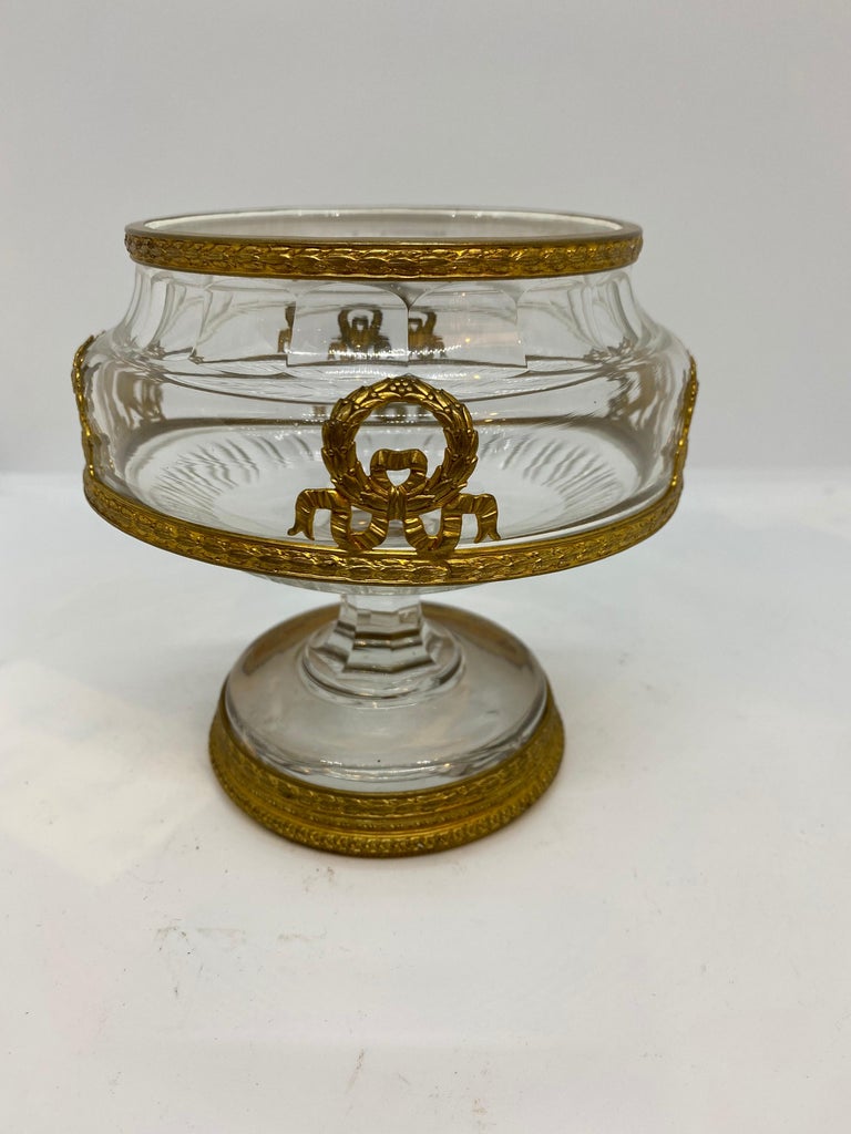 French Crystal Caviar Dish with Gilt Bronze Mounts at 1stDibs