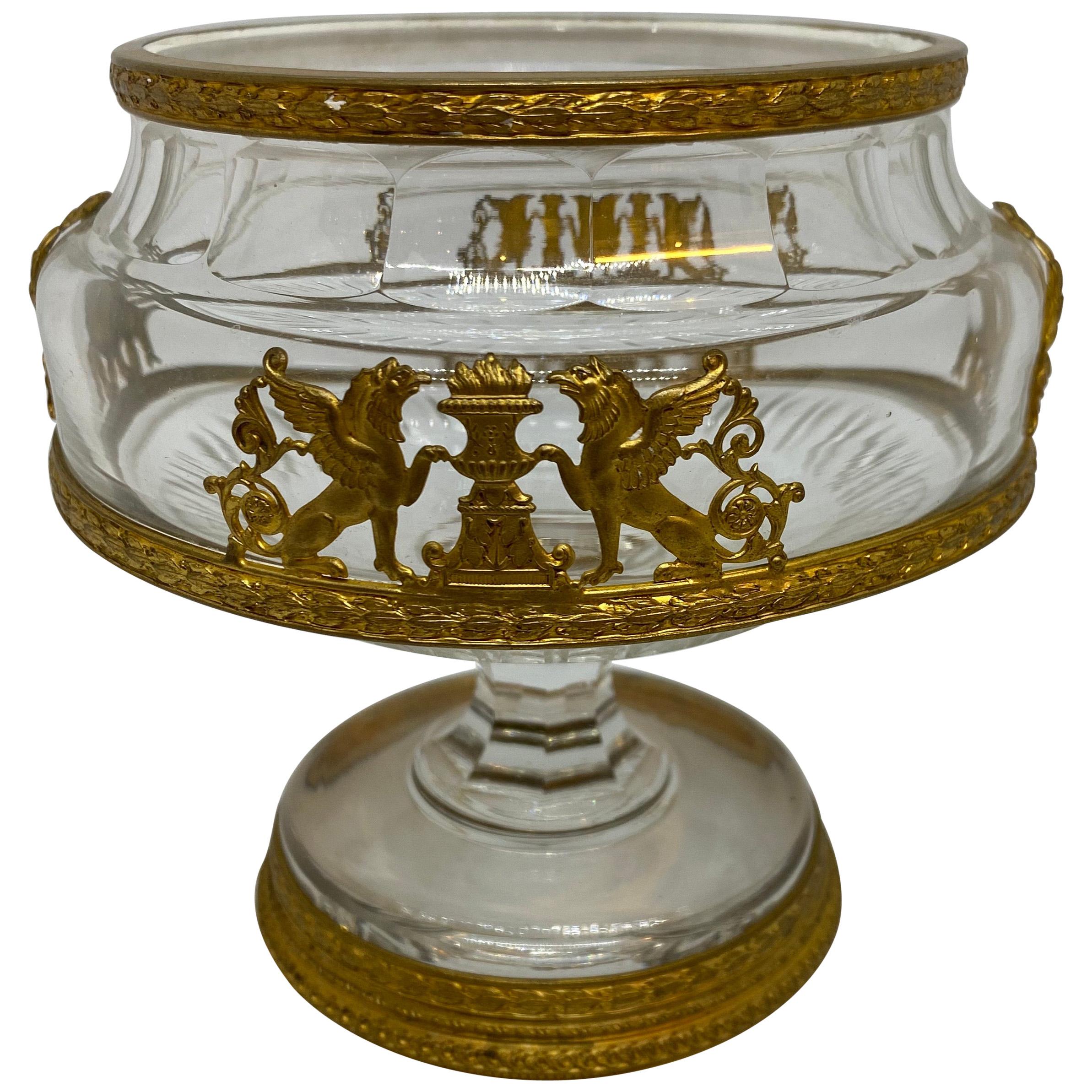 French Crystal Caviar Dish with Gilt Bronze Mounts at 1stDibs