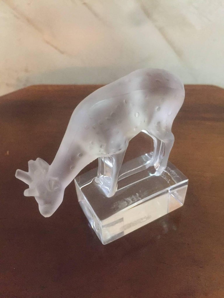 French Crystal Decorative Roe Signed Lalique at 1stDibs