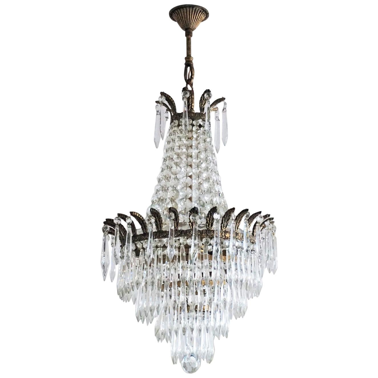 Vintage Crystal 'Waterfall' Chandelier at 1stDibs