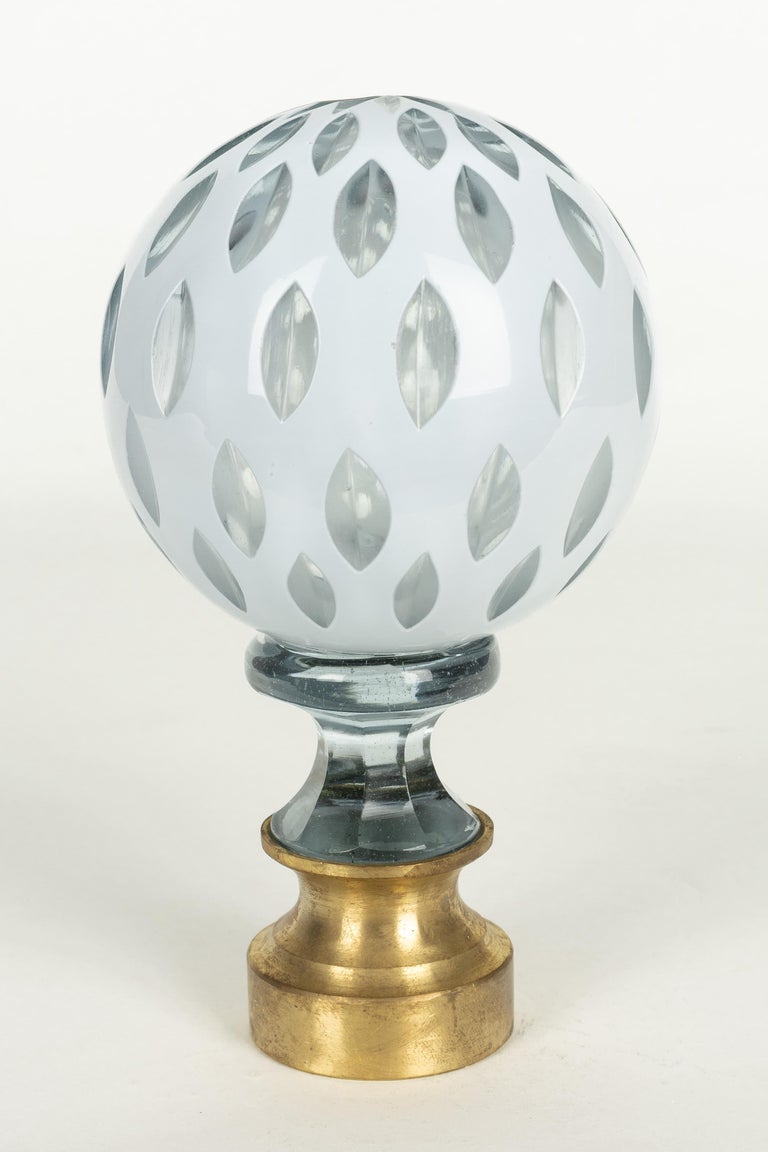 French Crystal Glass Boule d'escalier or Newel Post Finial at 1stDibs