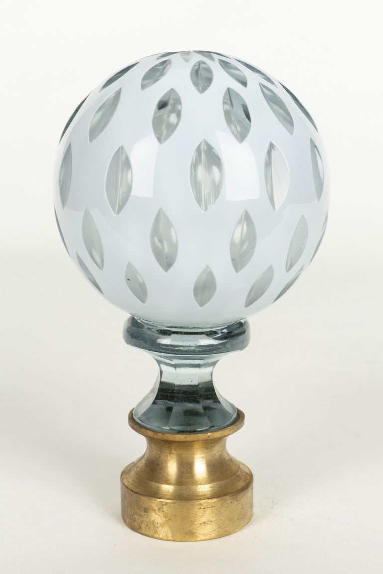 French Crystal Glass Boule d'escalier or Newel Post Finial at 1stDibs