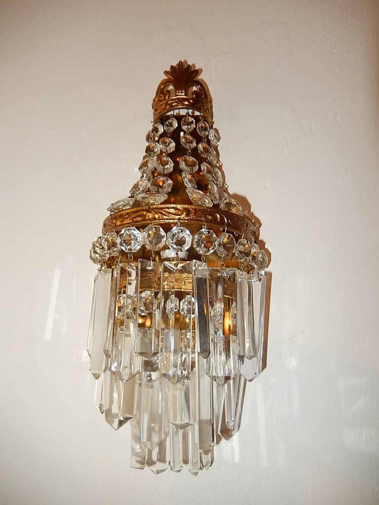 French Crystal Prisms Empire Sconces, circa 1930 For Sale at 1stDibs