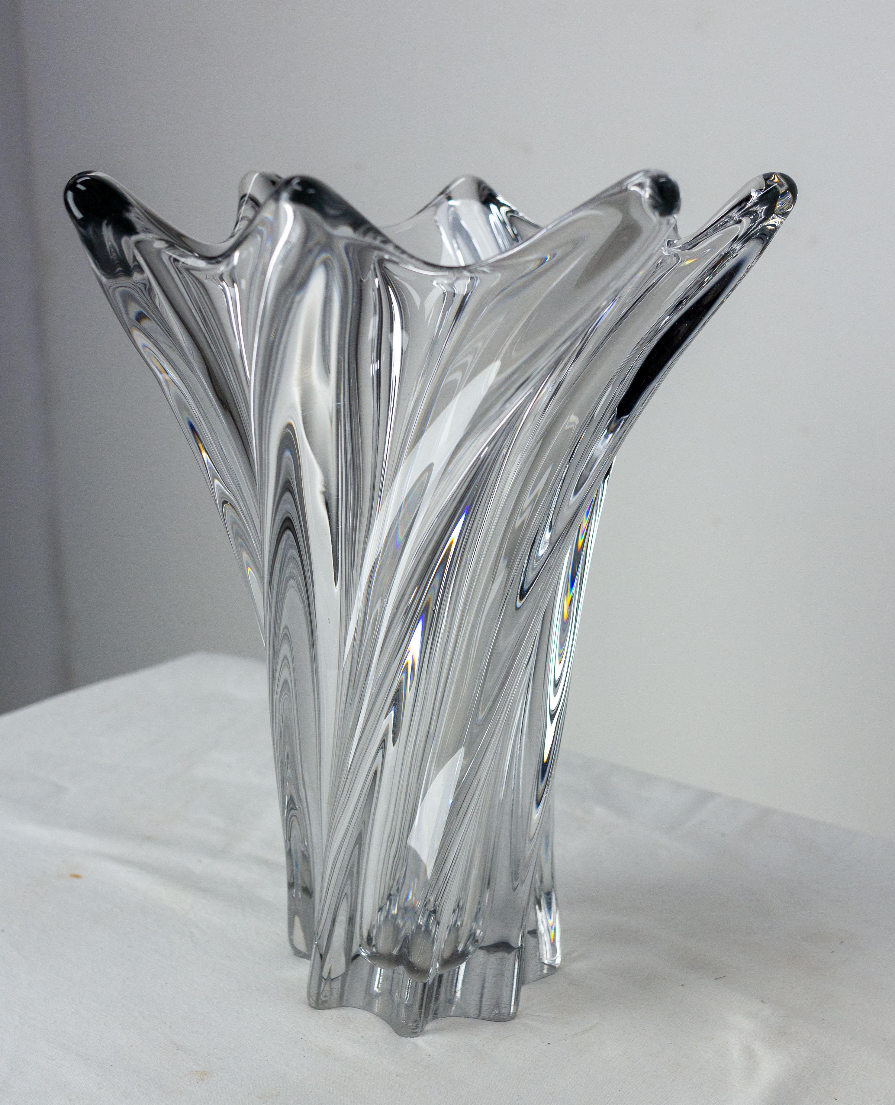 French Crystal Vase Vianne Manufactures Mid-Century For Sale at 1stDibs