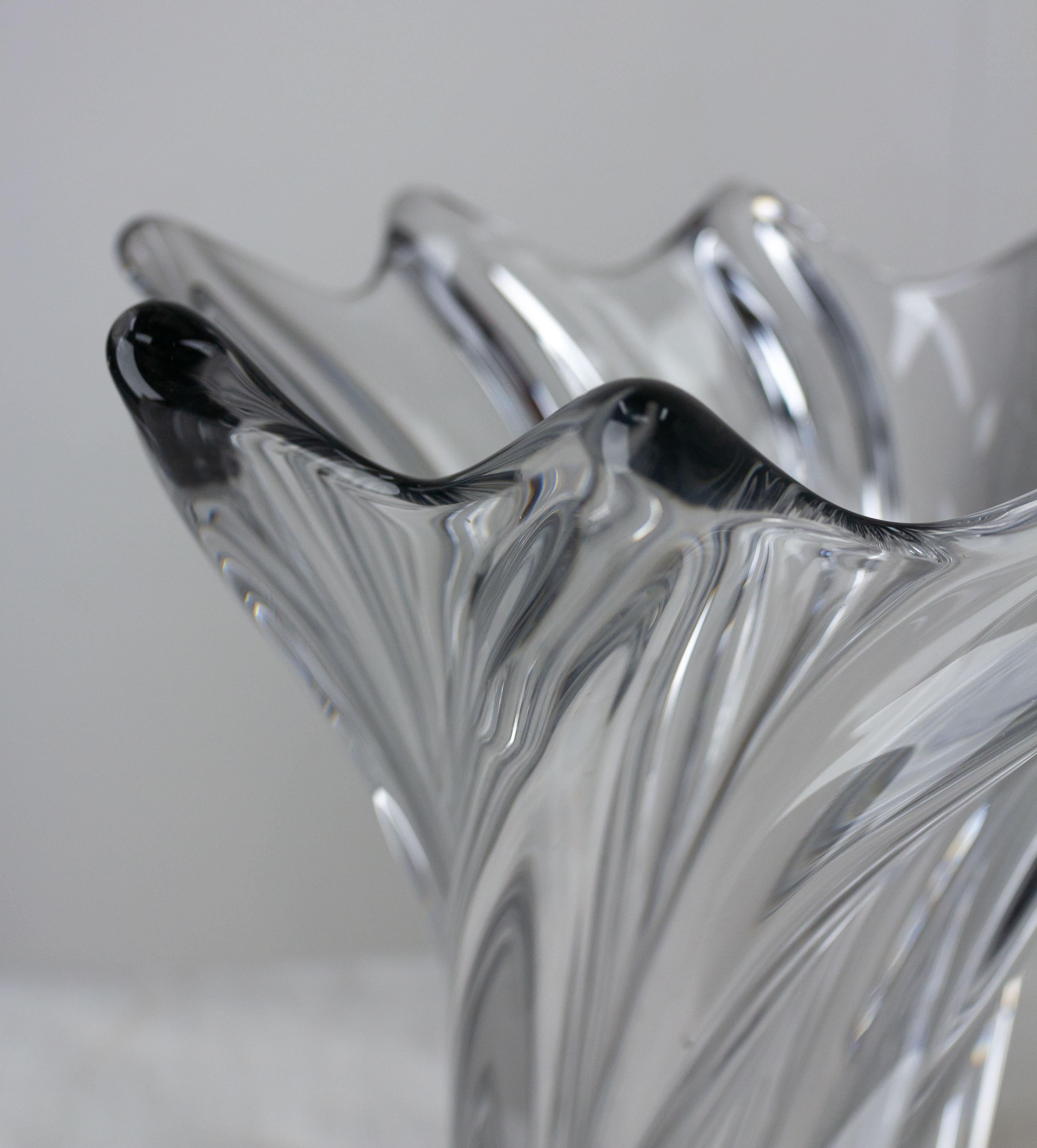 French Crystal Vase Vianne Manufactures Mid-Century For Sale at 1stDibs
