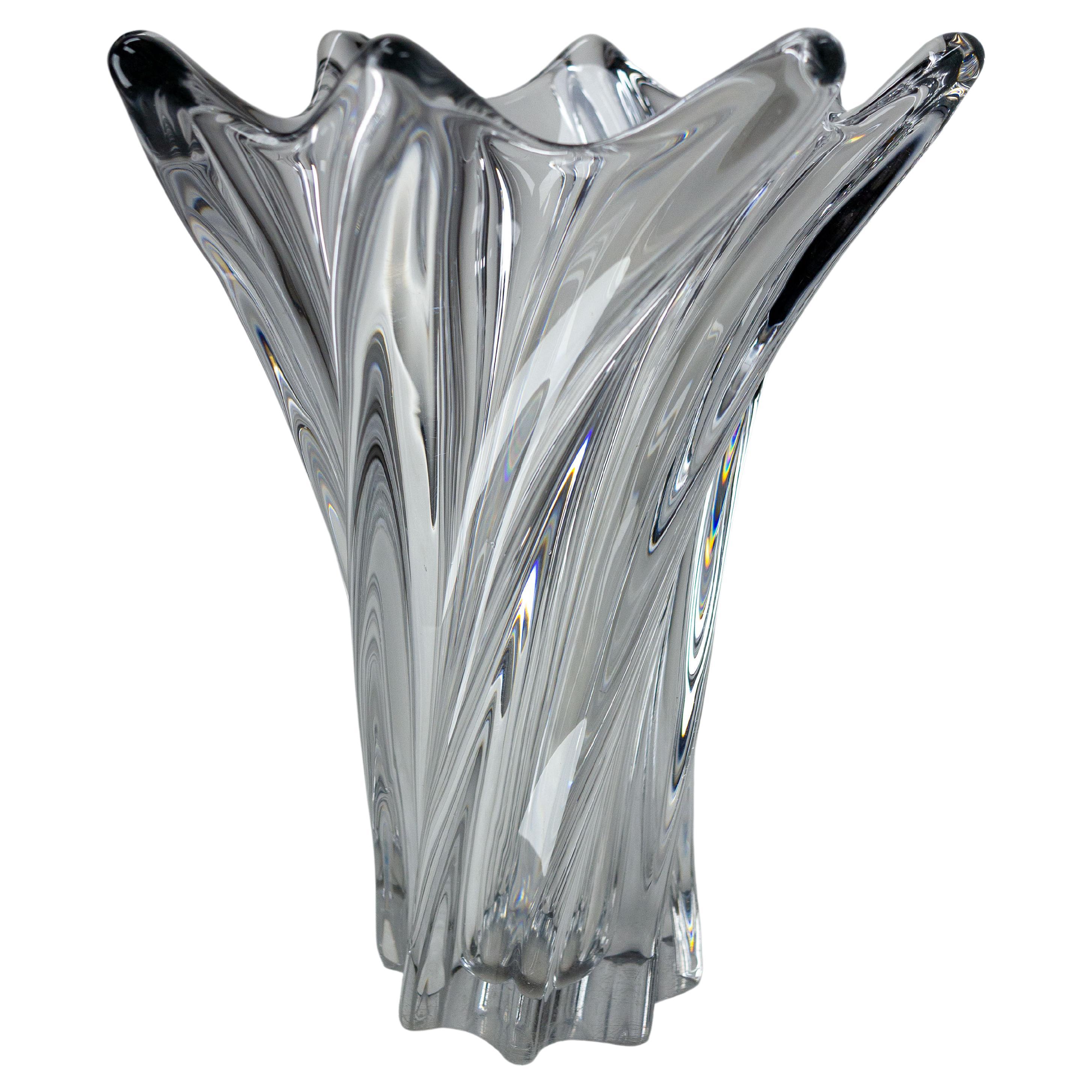 French Crystal Vase Vianne Manufactures Mid-Century For Sale at 1stDibs