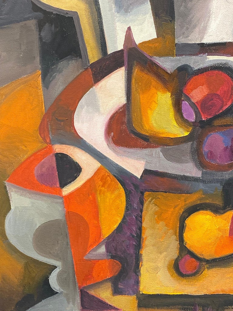 French Cubist - Large French Cubist Abstract Oil Painting Signed on ...