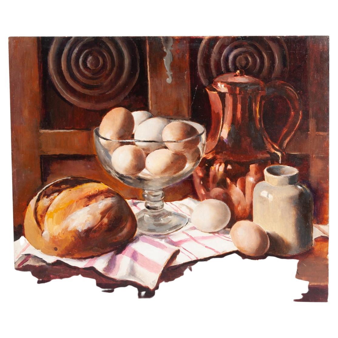 French Vintage Still Life Painting For Sale at 1stDibs