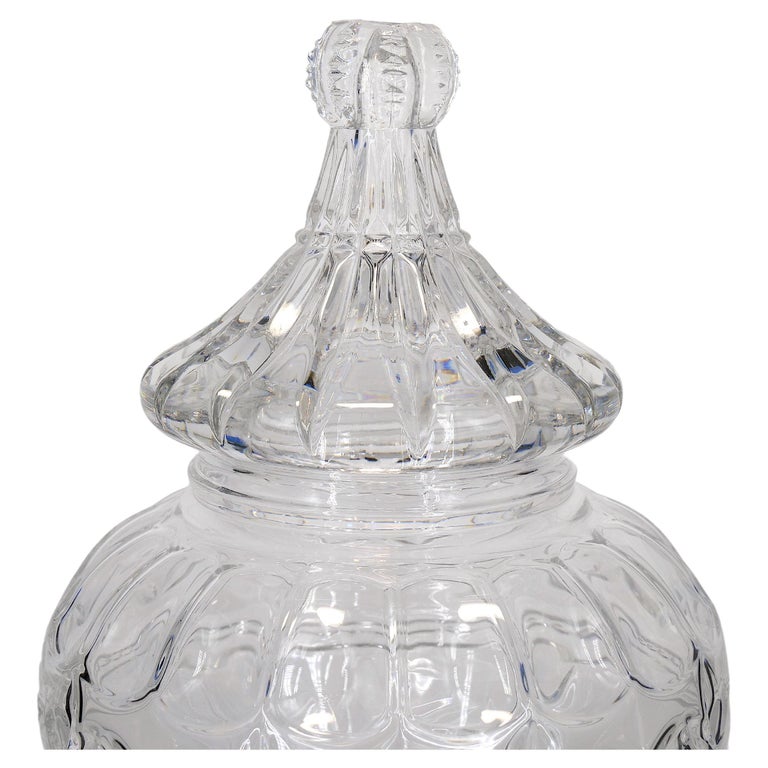 French Cut Crystal Tall Covered Decorative Piece / Urn For Sale at 1stDibs