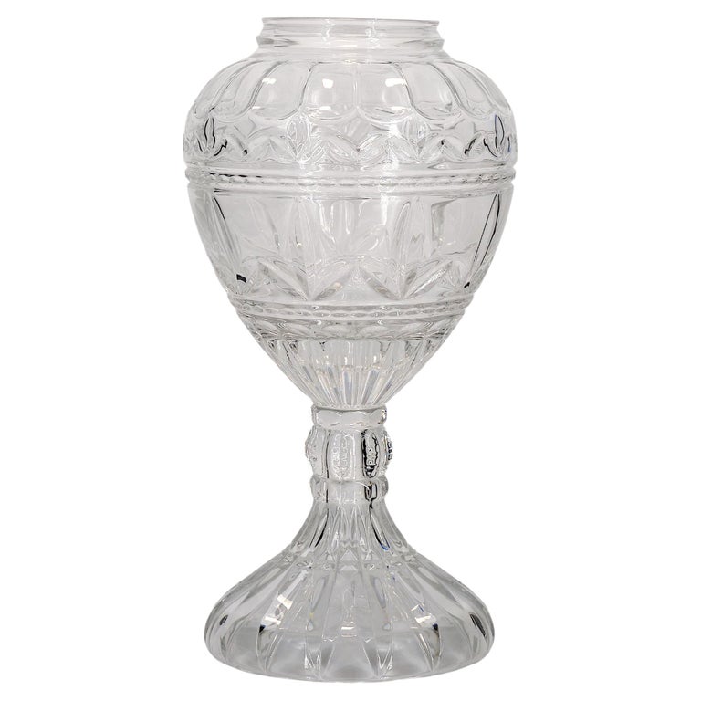 French Cut Crystal Tall Covered Decorative Piece / Urn For Sale at 1stDibs