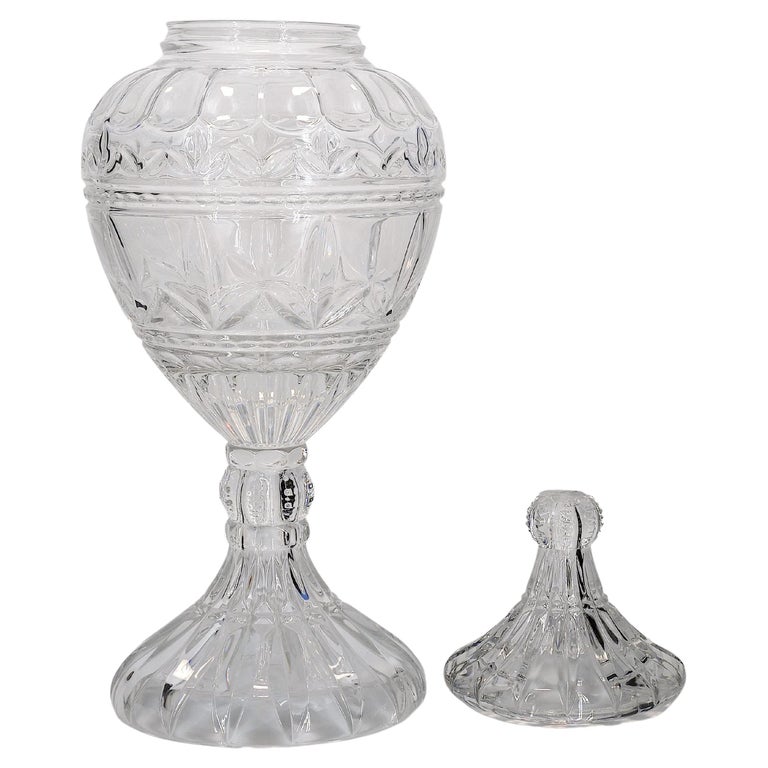 French Cut Crystal Tall Covered Decorative Piece / Urn For Sale at 1stDibs