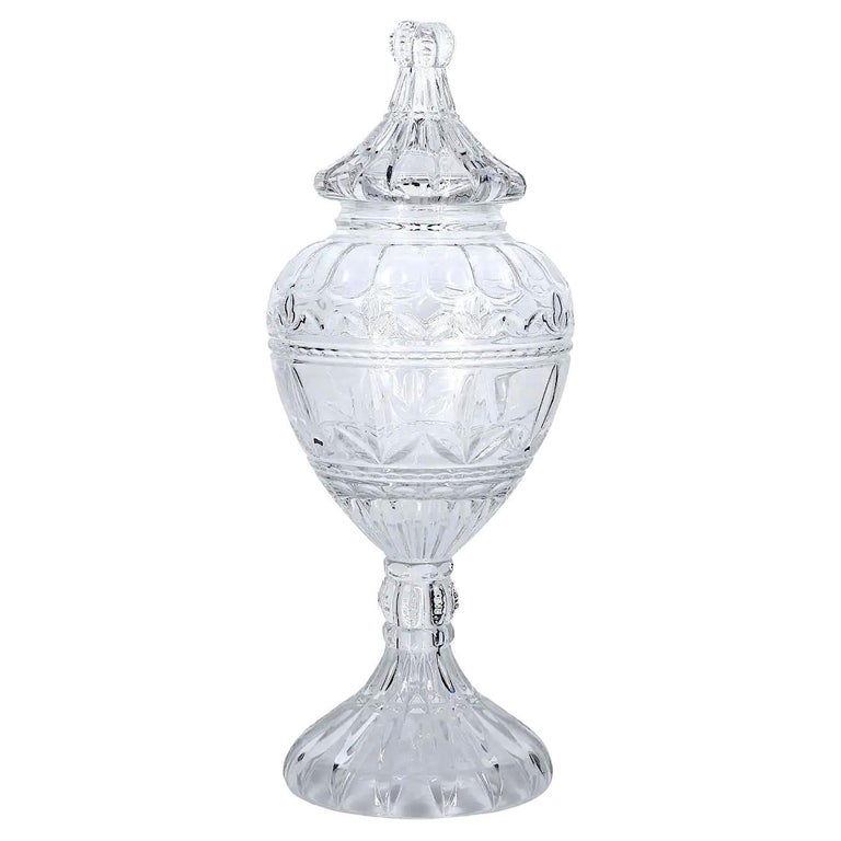 French Cut Crystal Tall Covered Decorative Piece / Urn For Sale at 1stDibs