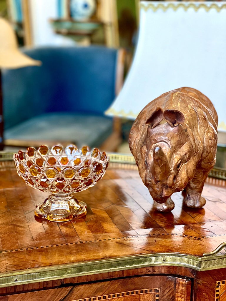 French Cut Crystal Two Tone Candy Dish For Sale at 1stDibs