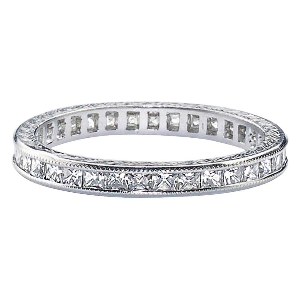 Diamond Platinum Half Eternity Ring For Sale at 1stDibs