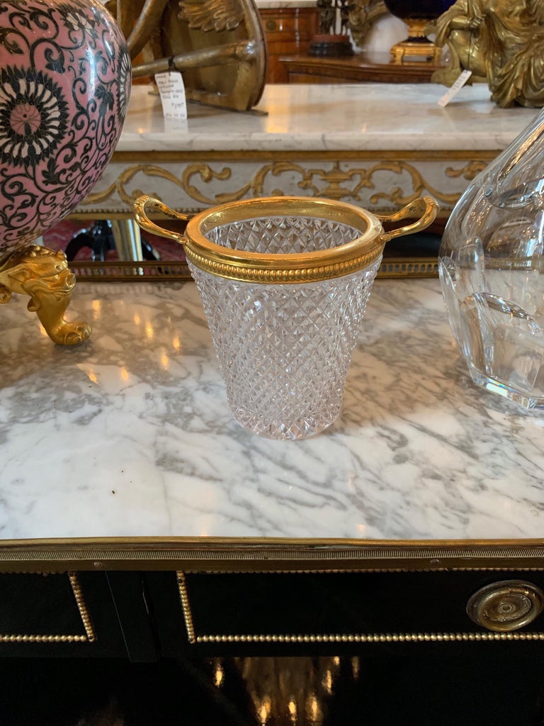 French Cut Glass and Metal Cachepot at 1stDibs
