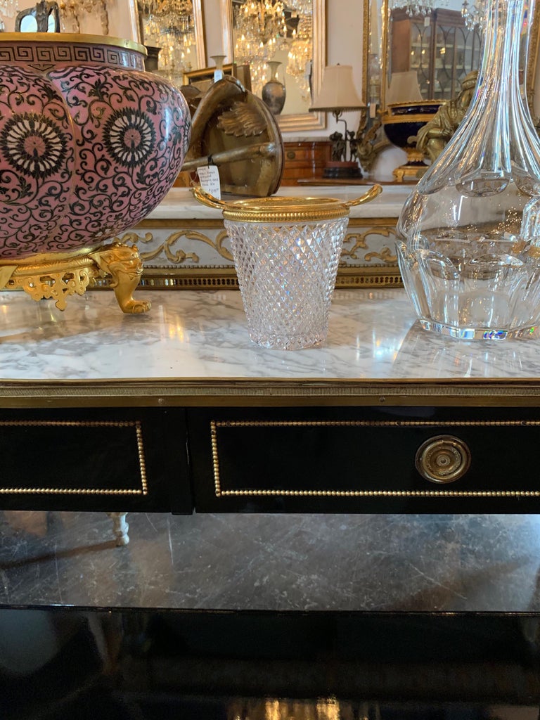 French Cut Glass and Metal Cachepot at 1stDibs