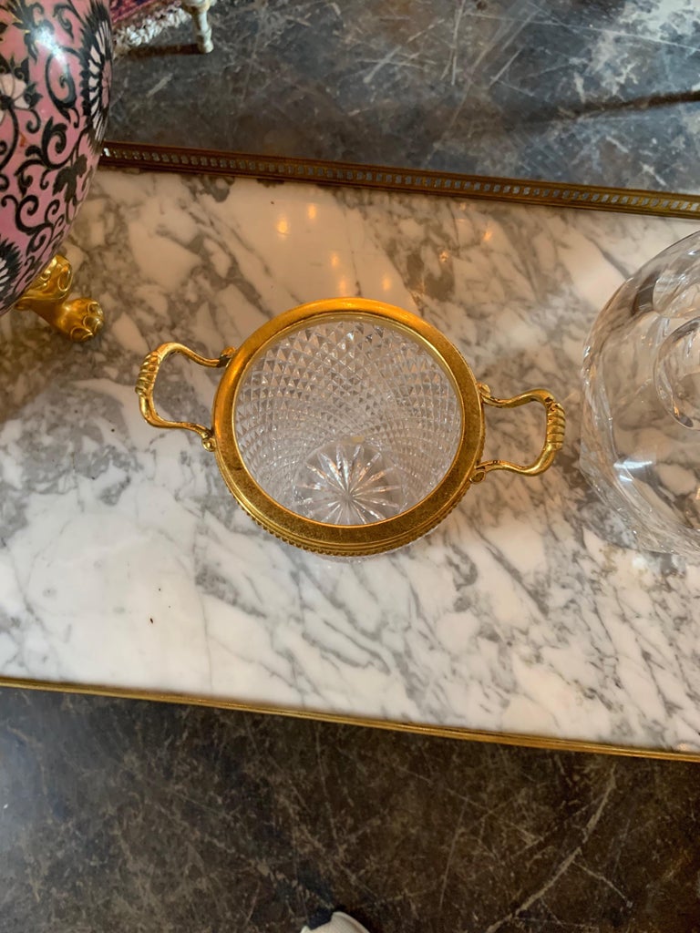 French Cut Glass and Metal Cachepot at 1stDibs