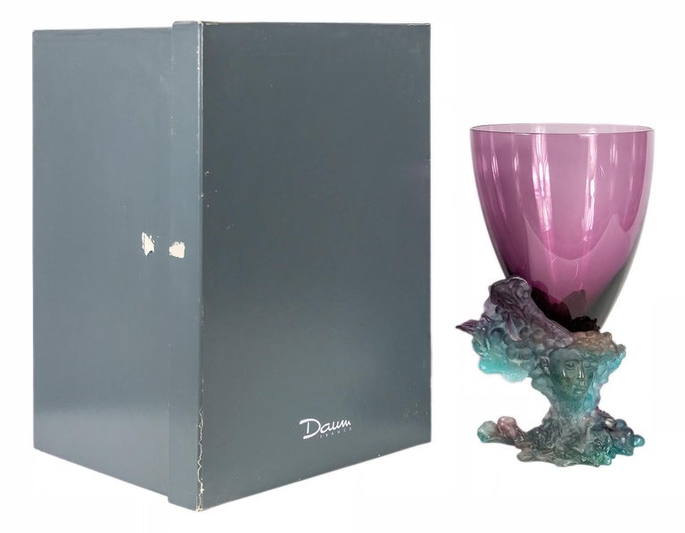 French Daum Bacchus Green Amethyst Vase-Centerpiece Pâté De Verre at ...