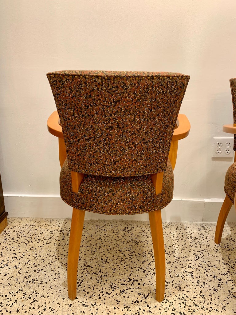 French Deco Bridge/ Side-Chairs with Arms, Pair For Sale at 1stDibs