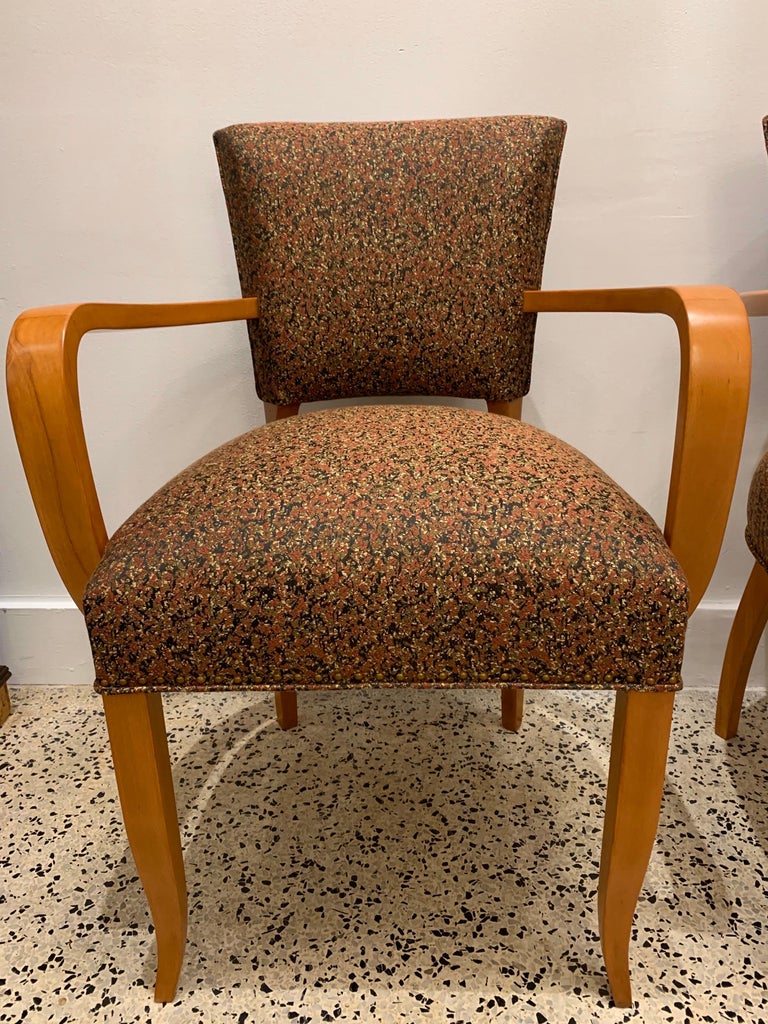French Deco Bridge/ Side-Chairs with Arms, Pair For Sale at 1stDibs