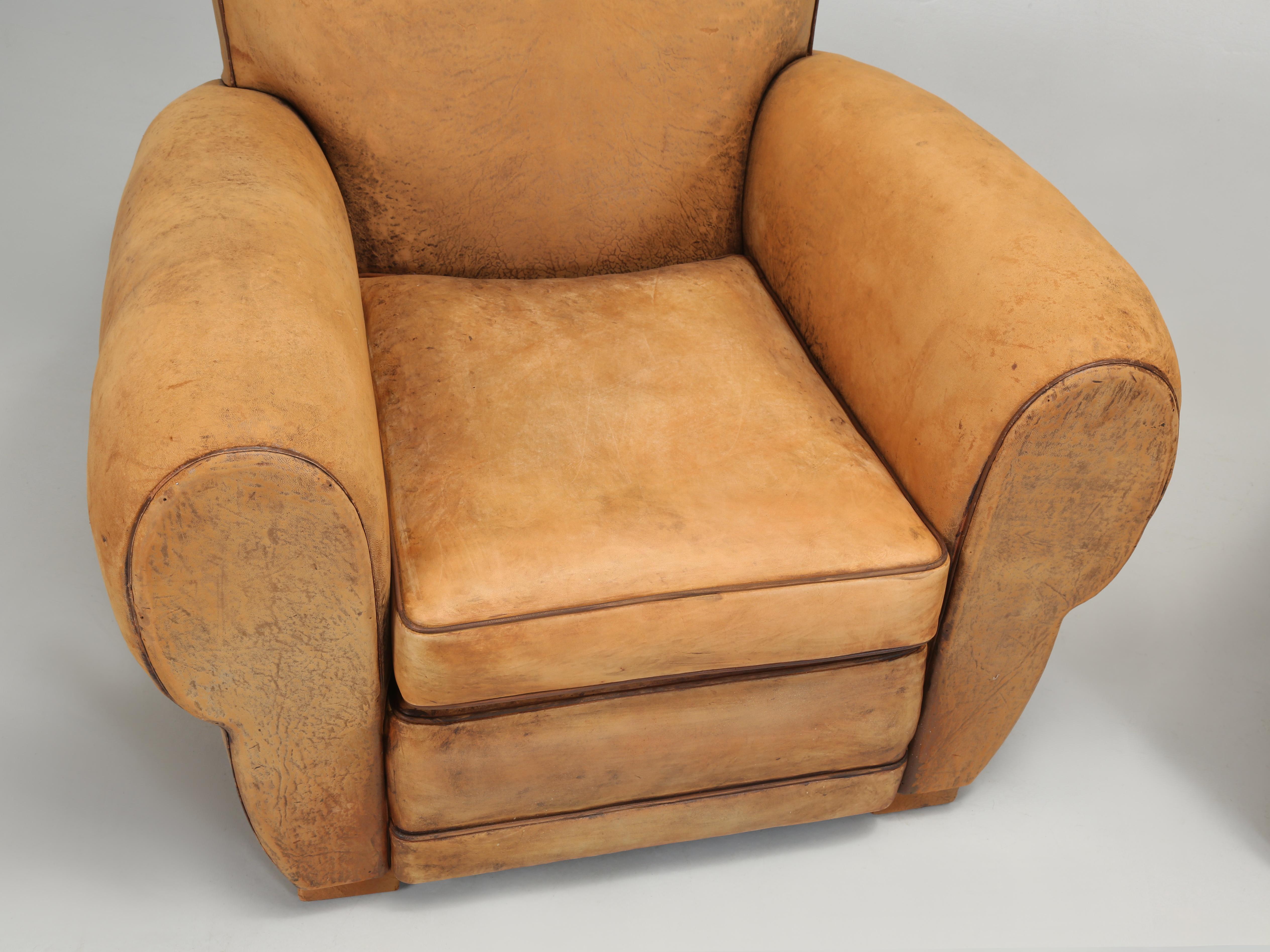 French Deco Leather Club Chairs Restored Internally Cosmetically ...