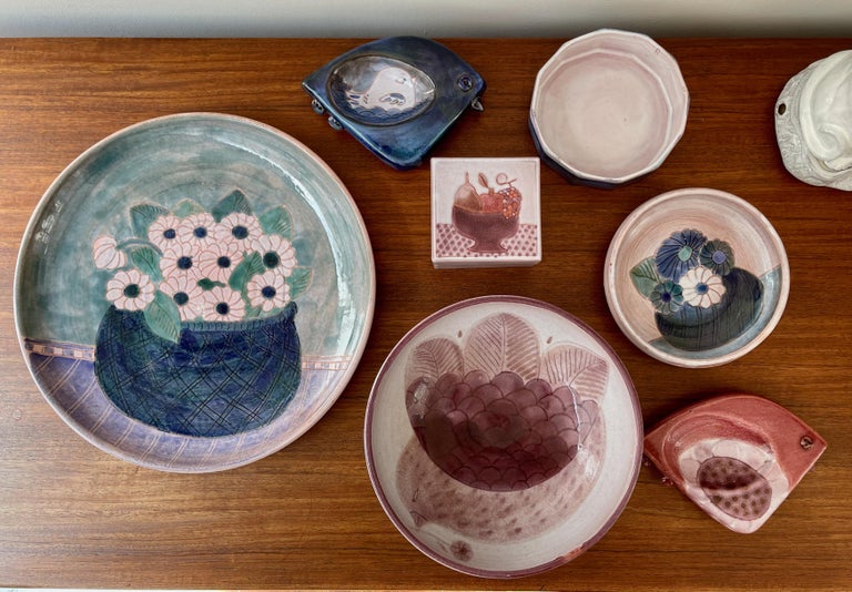 French Decorative Ceramic Bowl with Flowers Motif by the Frères ...