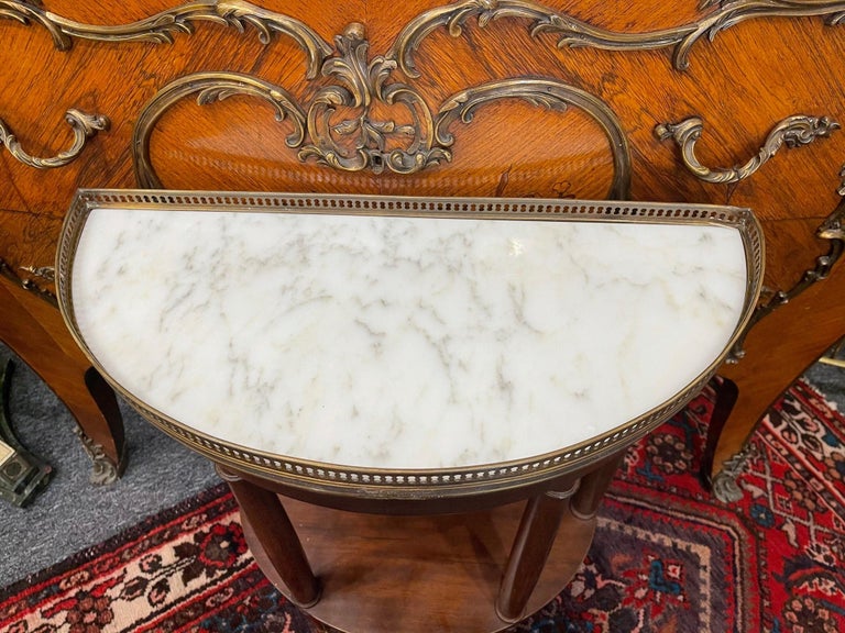 French Demilune or Console Table with a Marble Top, 19th Century at 1stDibs