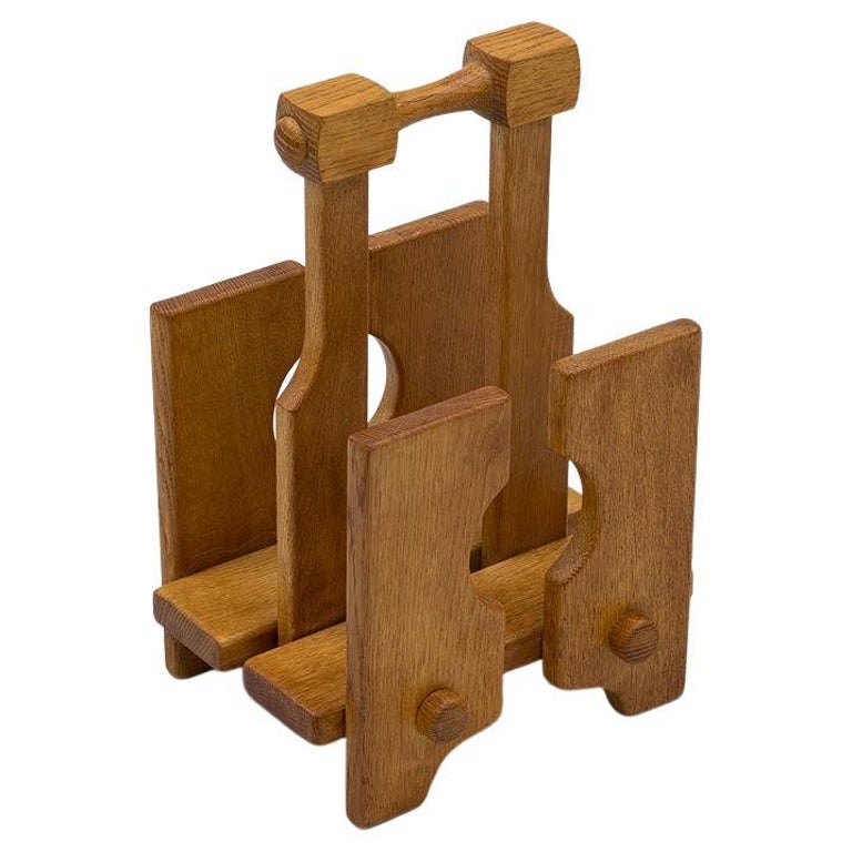 French Design, Guillerme and Chambron Oak Magazine Rack For Sale at 1stDibs