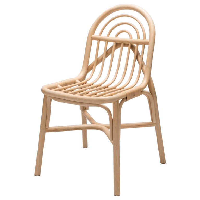 French Design Handmade and MCM Style Curved Rattan Chair For Sale at ...