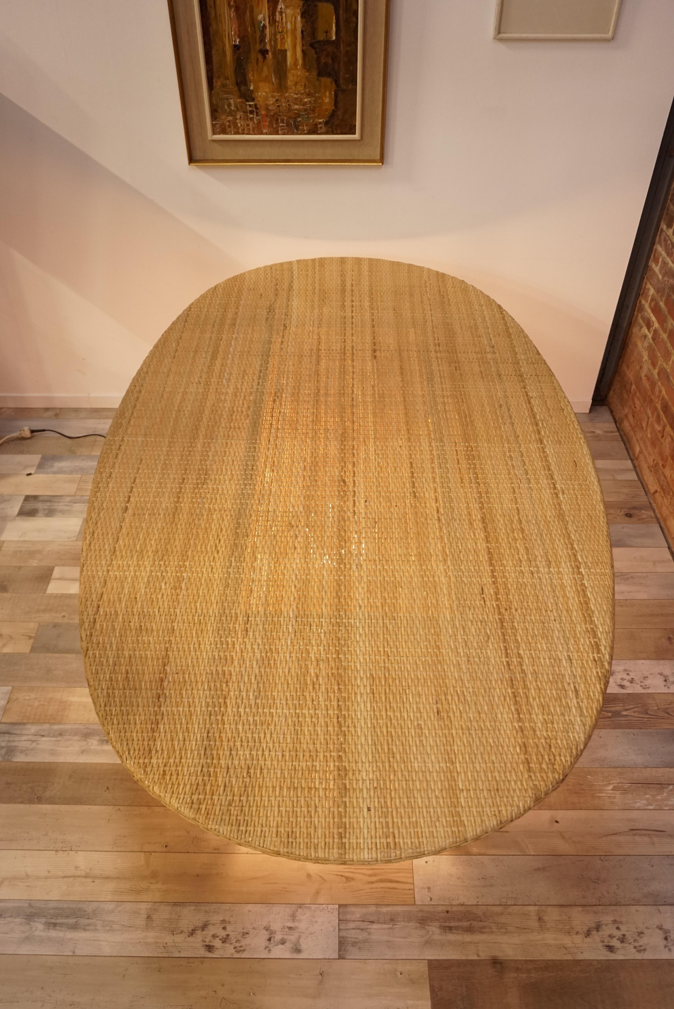 French Design Oval and Rattan Dining Table at 1stDibs