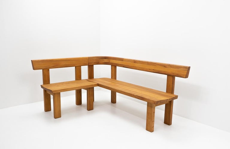 French Design, Pierre Chapo, S35 Corner Bench in French Elm, Set of Two ...
