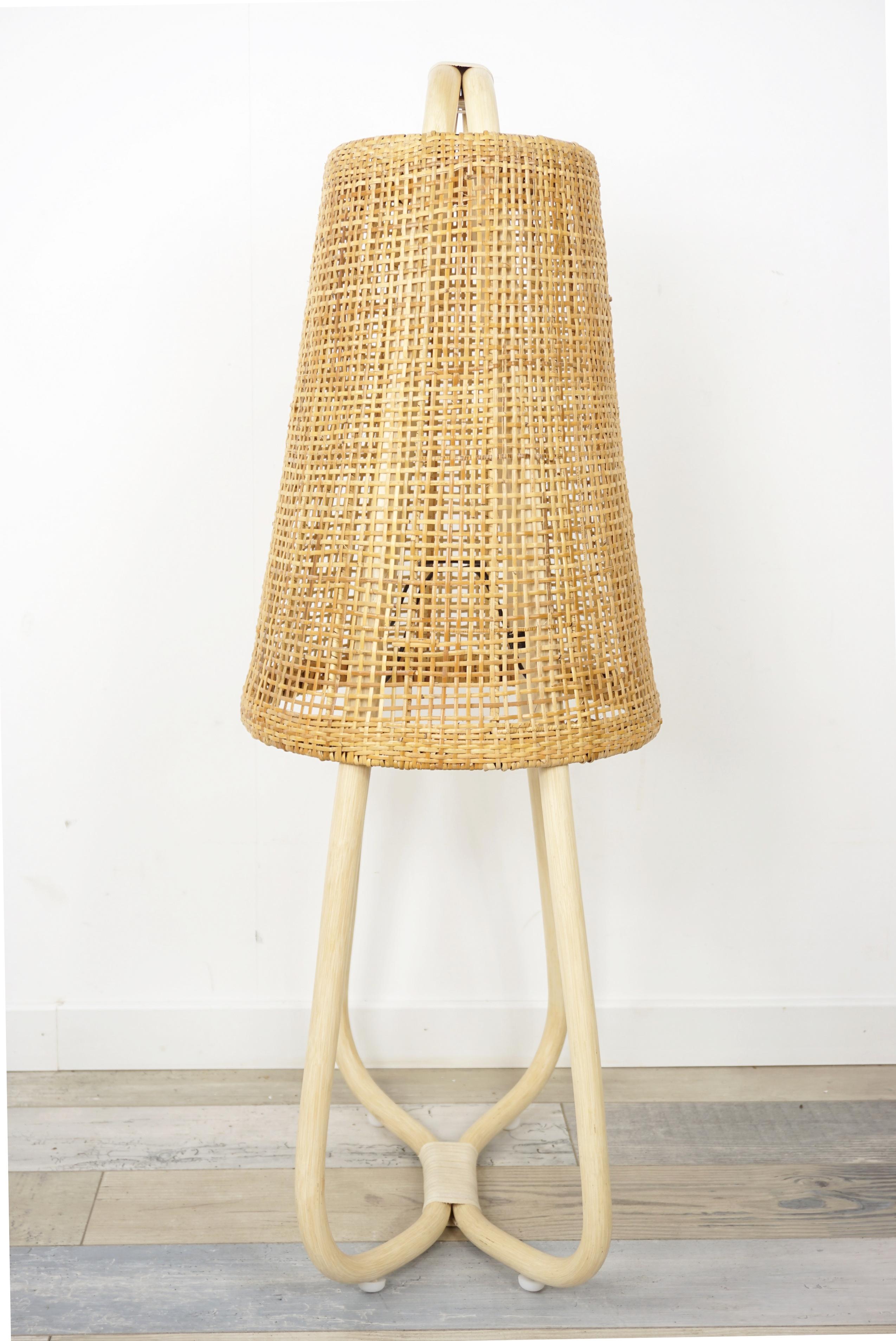 French Design Rattan and Wicker Large Table Lamp at 1stDibs