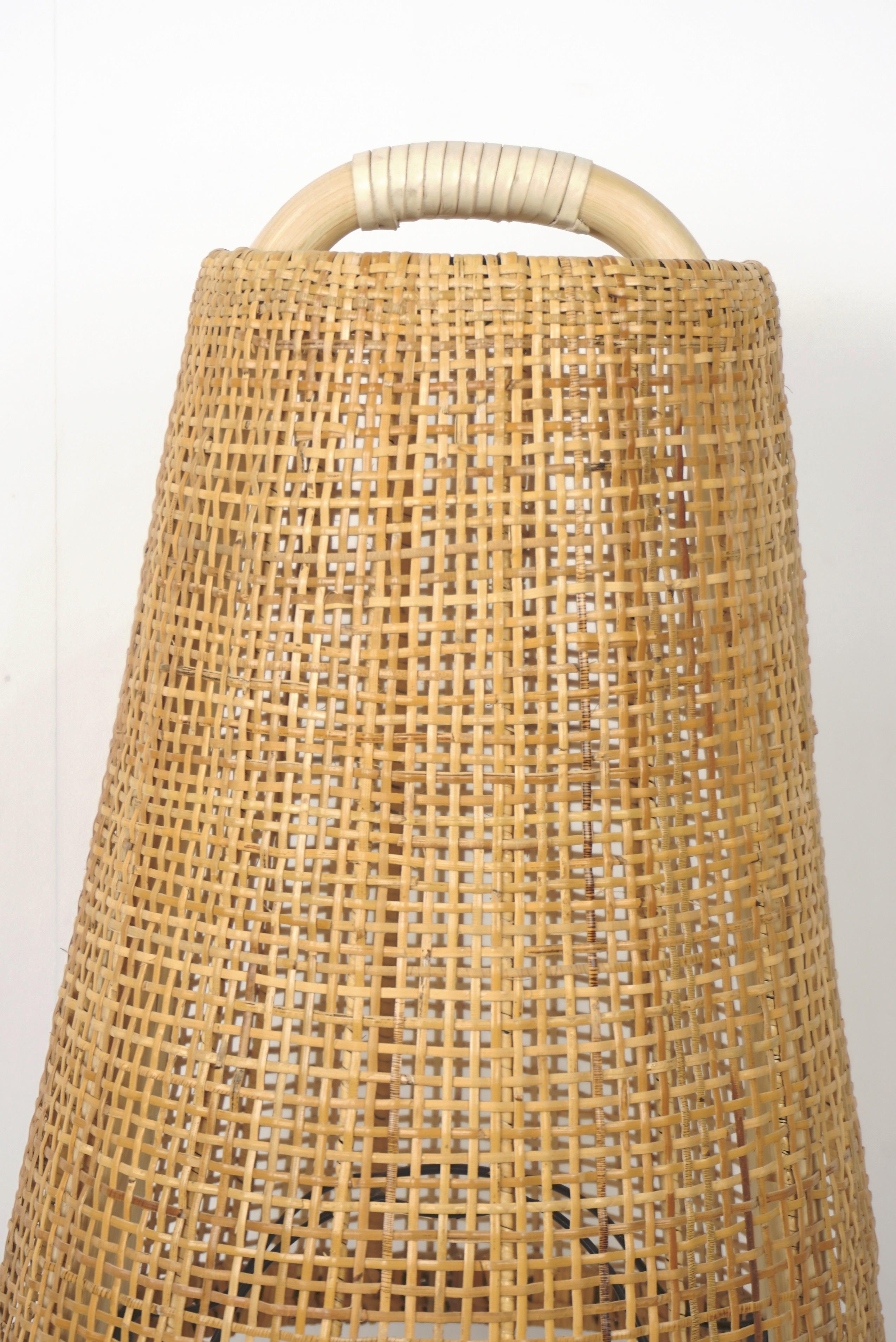 French Design Rattan and Wicker Large Table Lamp at 1stDibs