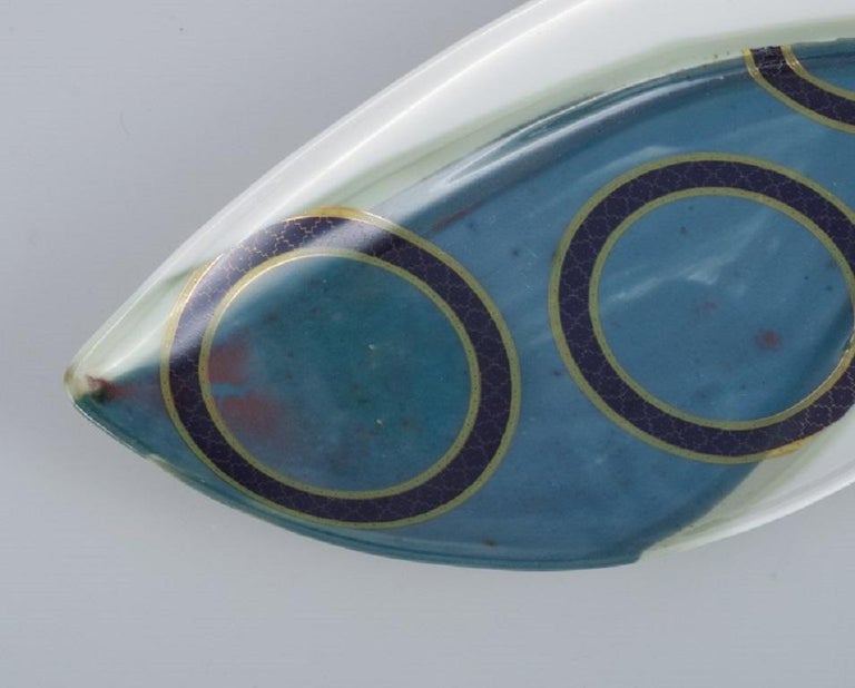 French designer, avant-garde style, two unique plates in hand-painted ...