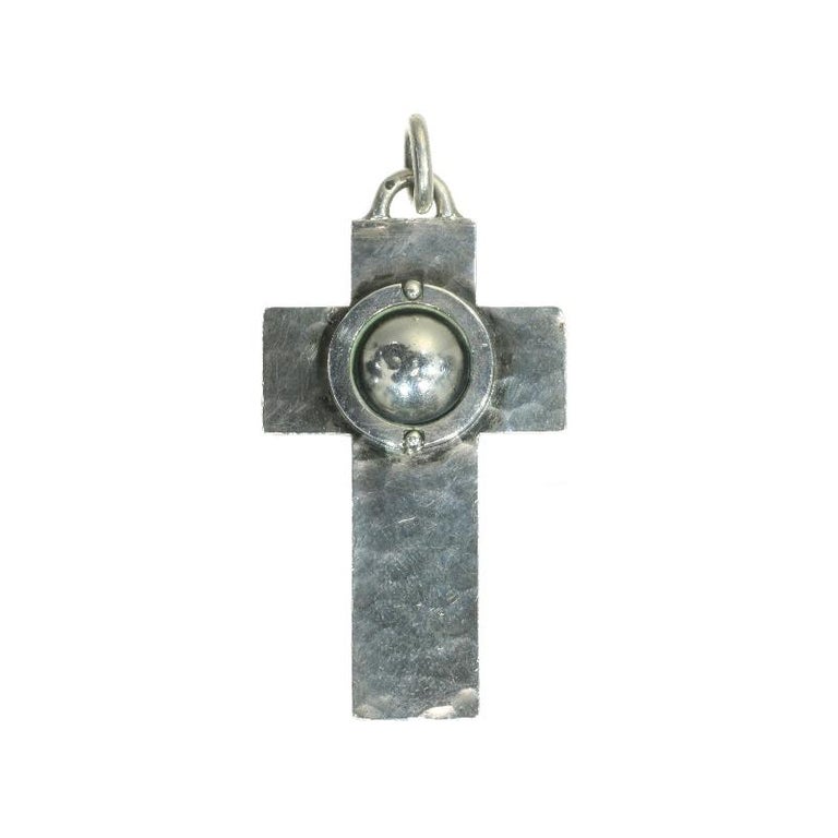 French Designer Jean Despres Geometric Motif Silver Latin Cross Pendant ...
