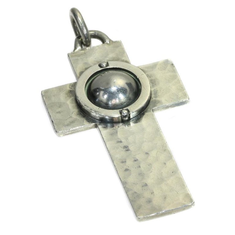 French Designer Jean Despres Geometric Motif Silver Latin Cross Pendant ...