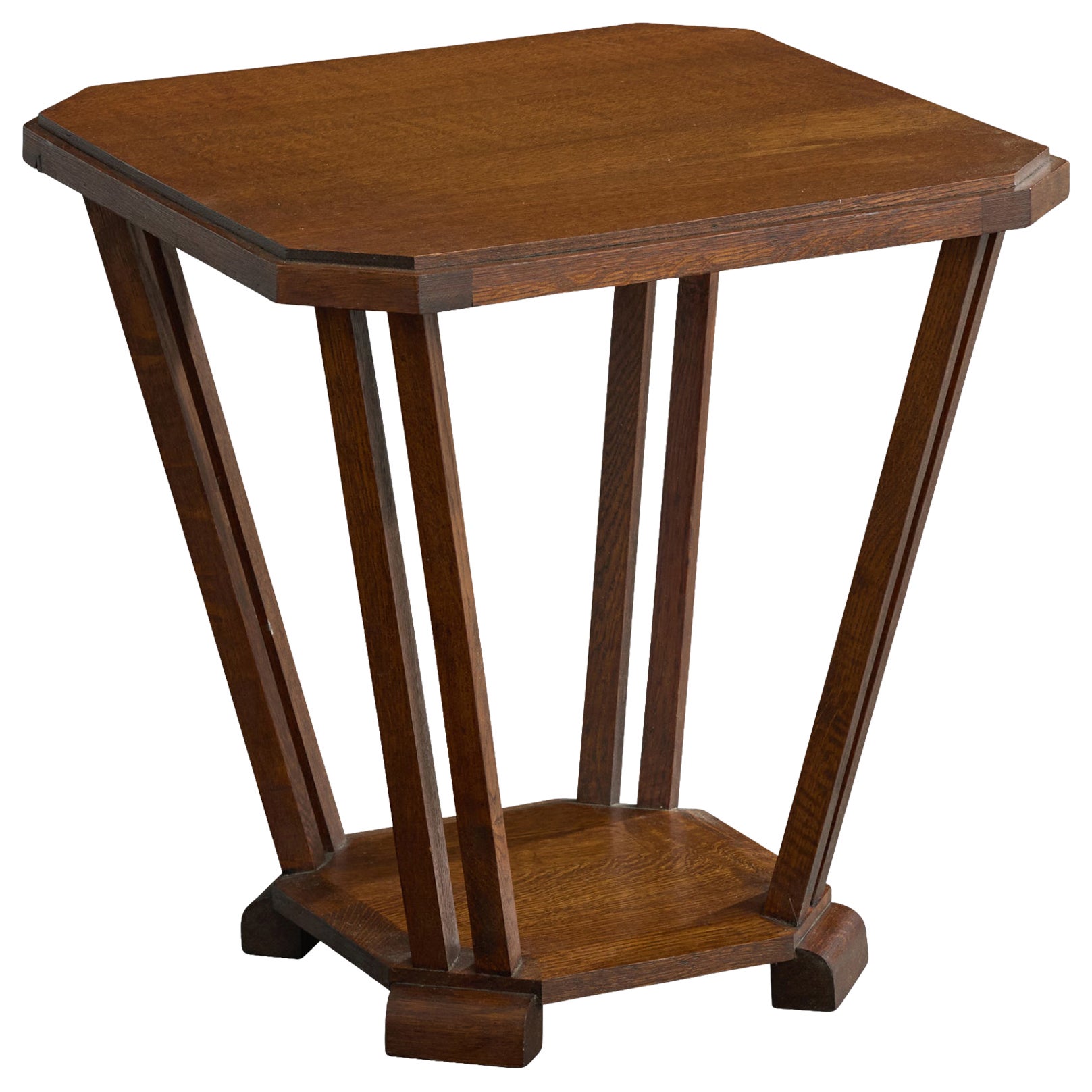 Mid Century Modern, Danish Hexagon Side Table in Oak with Turned Legs ...